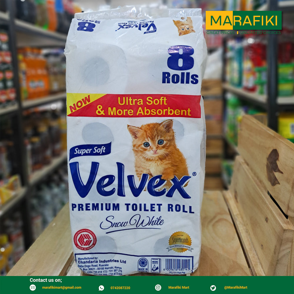 VELVEX TISSUE 8 ROLL PACK WHITE – Marafiki Mart
