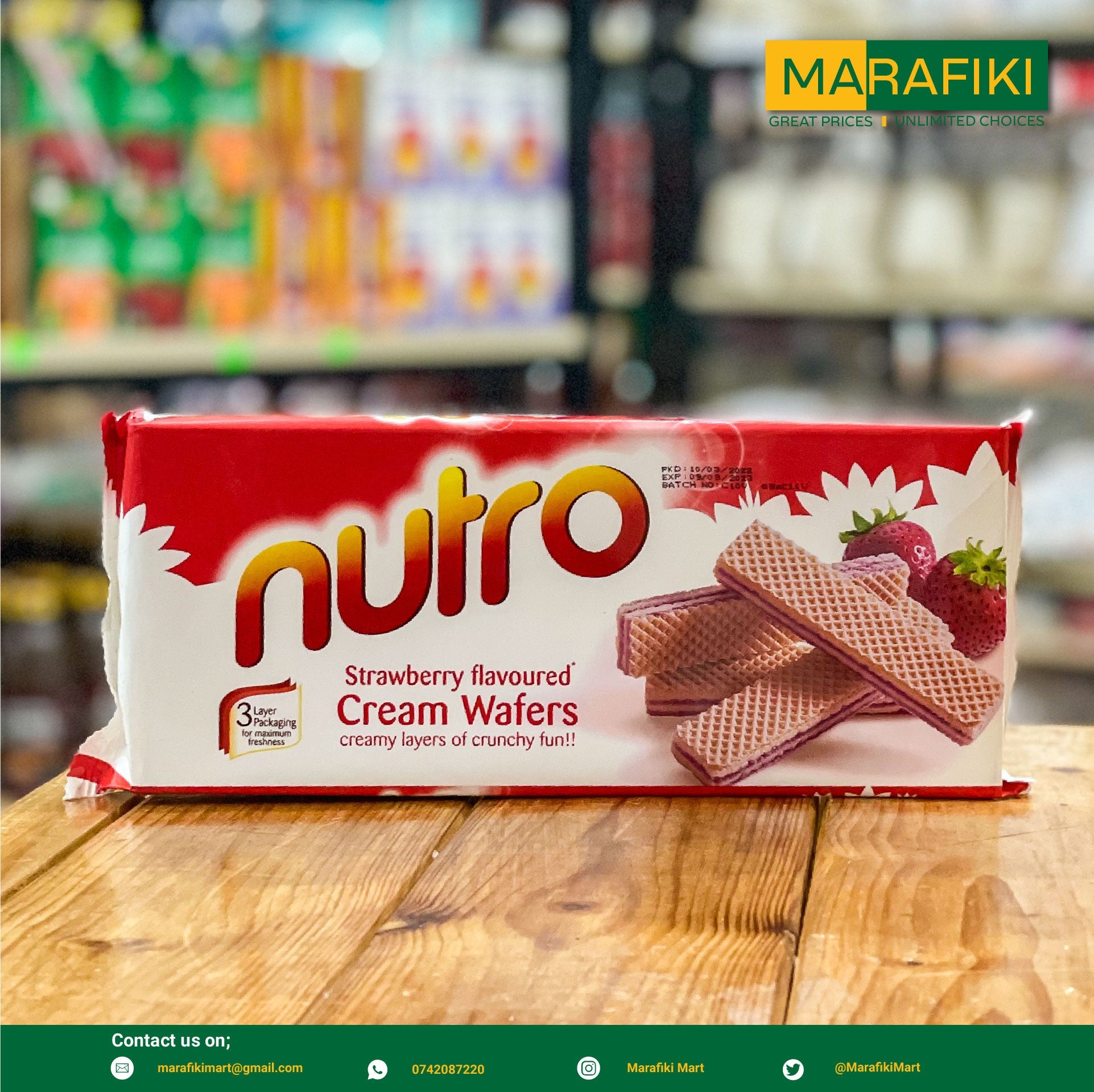 NUTRO STRAWBERRY WAFERS 73G – Marafiki Mart